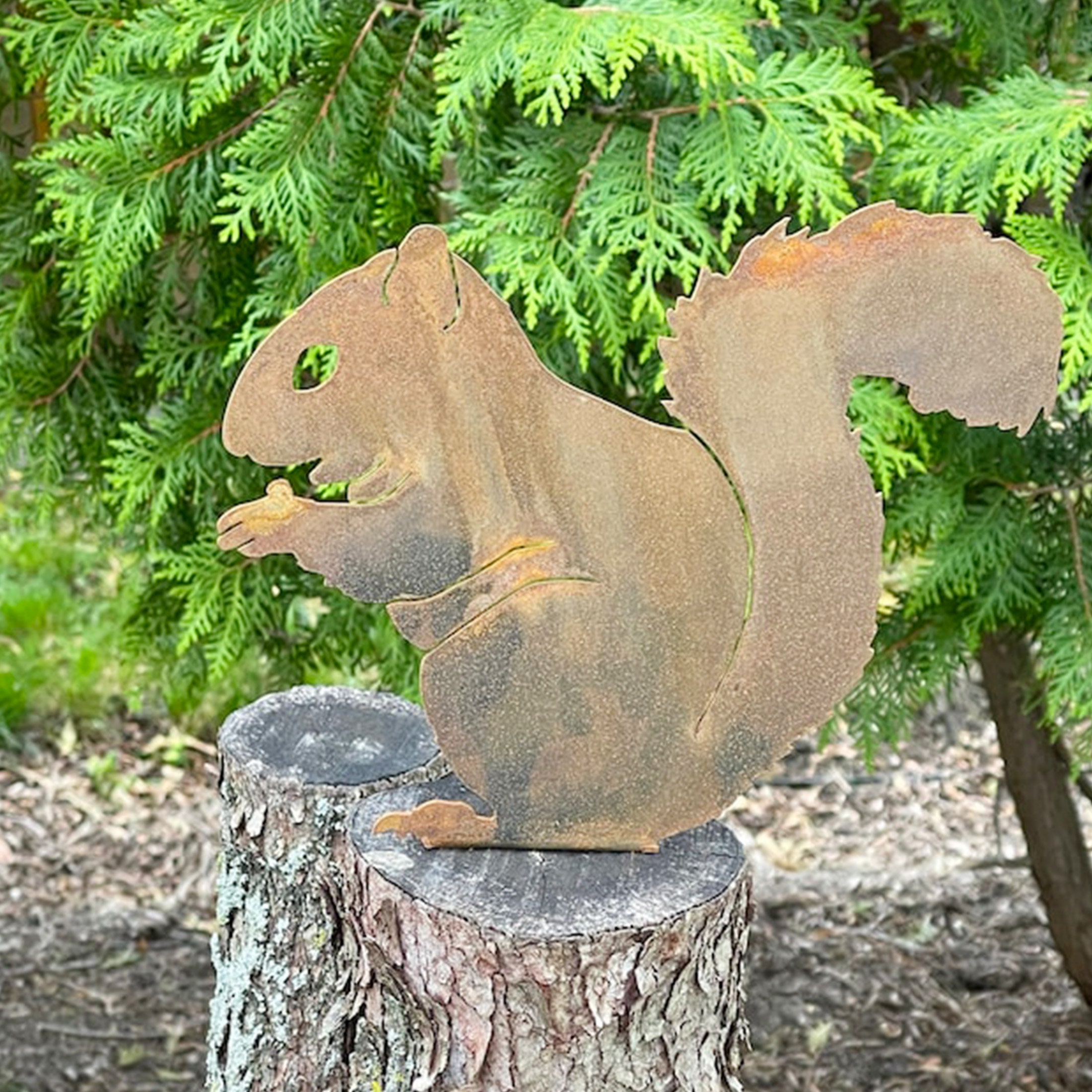 Rusty Squirrel Garden Stake Metal Nibbling Squirrel Garden - Etsy