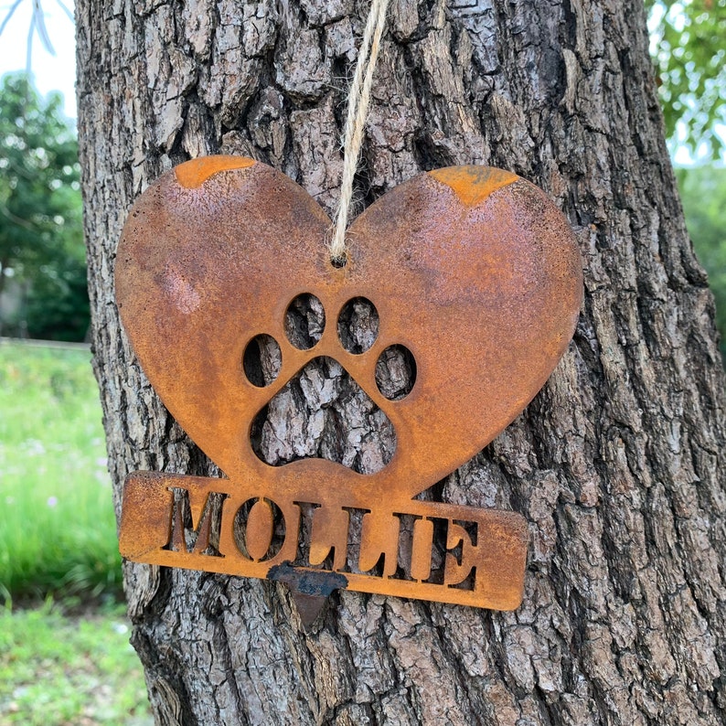 Rustic Rusty Metal Paw Print Love Heart Pet Dog Cat Memorial - Etsy