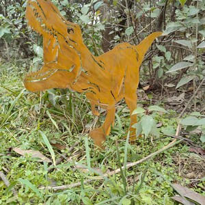 Rusted Dinosaur Stake, Metal T-rex Garden Sign, Garden Dinosaur Statue ...