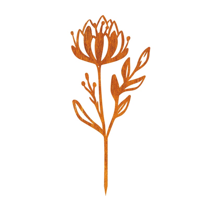 Rusted Metal Flower and Plant Bouquet for Garden Decor, Rustic Metal ...