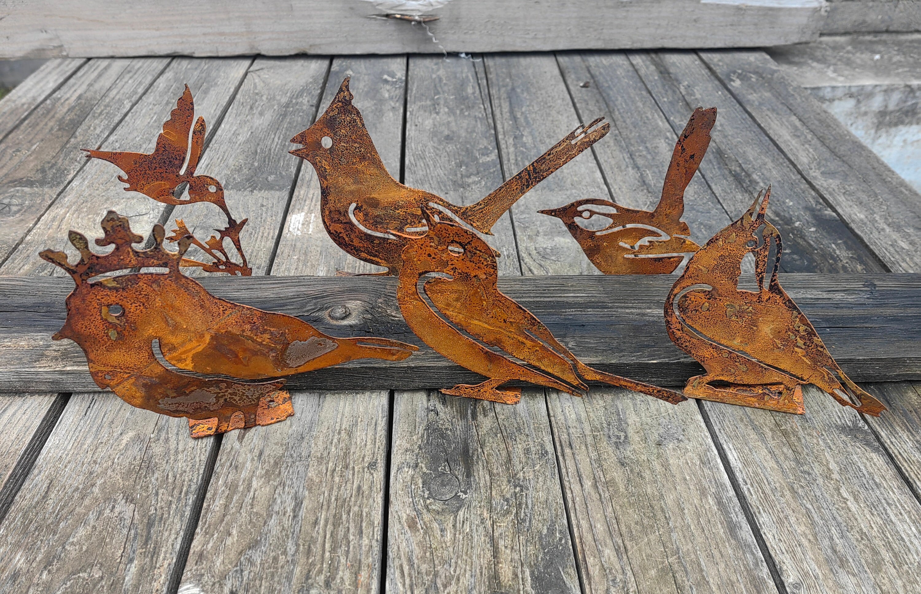 Vintage Rustic Robin Yard Decor, Rusty Bird Garden Decor Gift, Unique ...