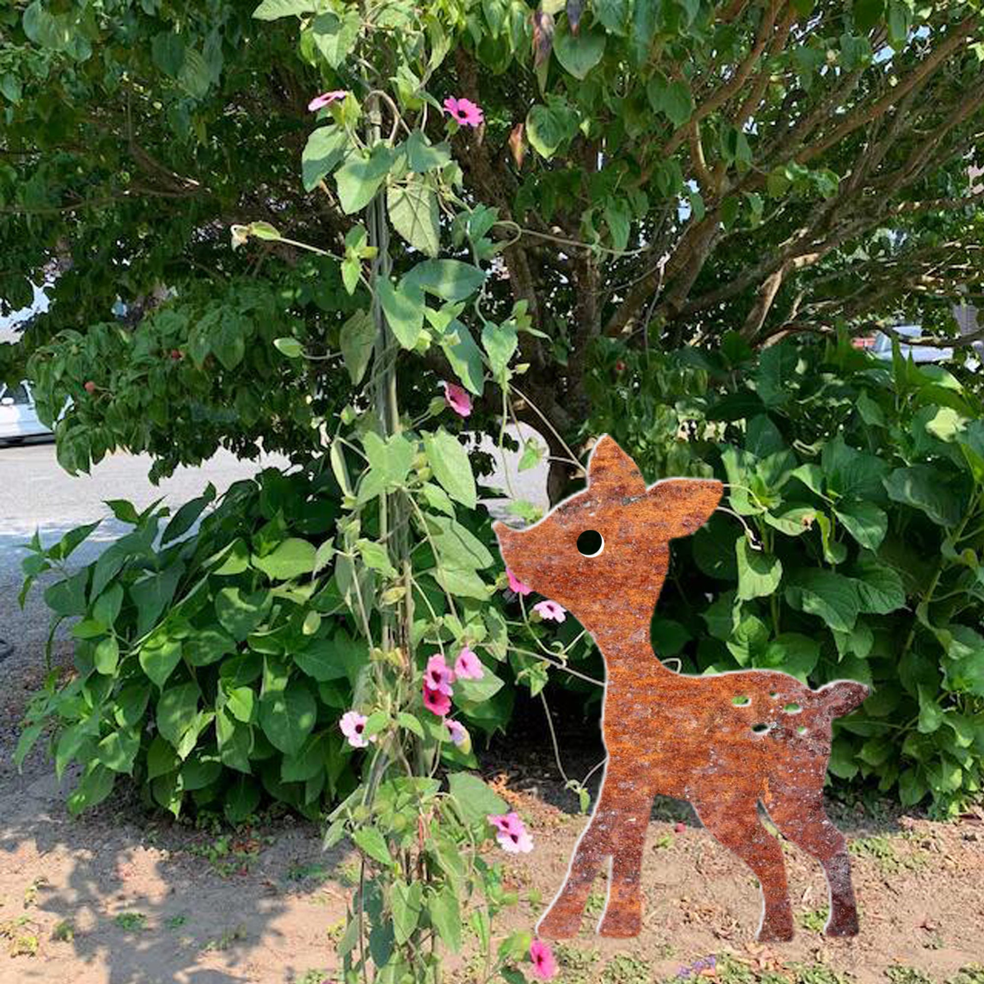 Metal Deer Garden Stakes, Rusty Metal Doe and Fawn Deer, Deer Garden ...