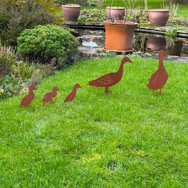 Cute Duck Family Set of 5 Vintage-inspired Rustic Garden - Etsy
