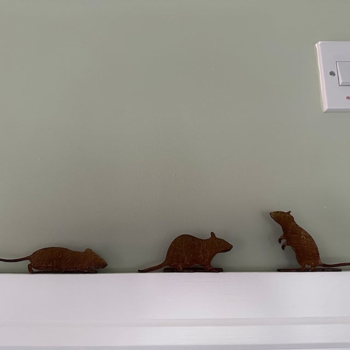 Set of 3 Rusty Metal Mice Fence Post Topper Garden Mice - Etsy