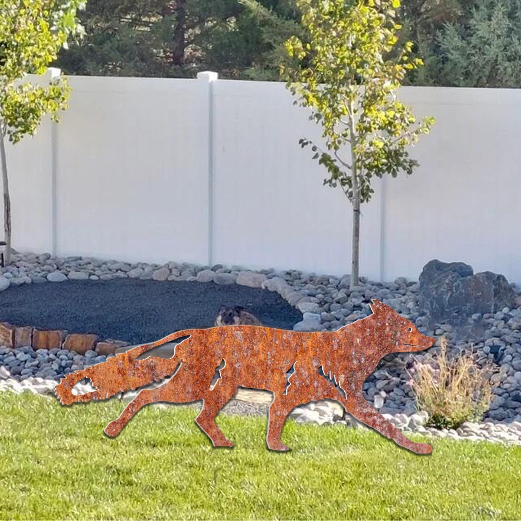 Rustic Metal Fox Sign, Garden Gift Yard Art, Personalized Fox for ...