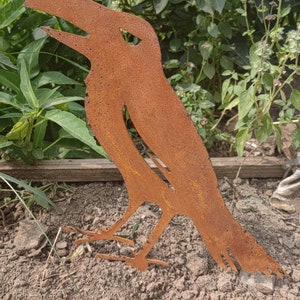 Rusty Crow Metal Garden Stake - Rustic Bird Art - Raven Flowerbed ...