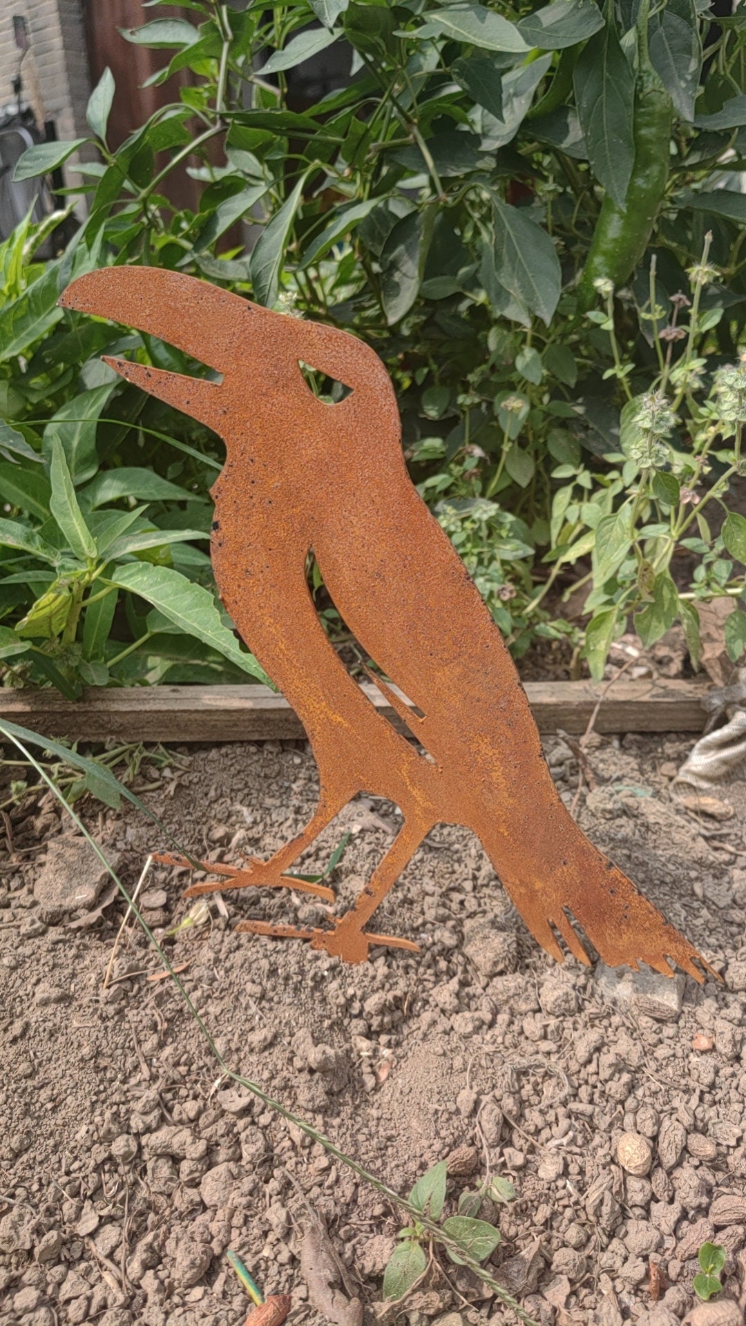 Rusty Crow Metal Garden Stake Rustic Bird Art Raven - Etsy