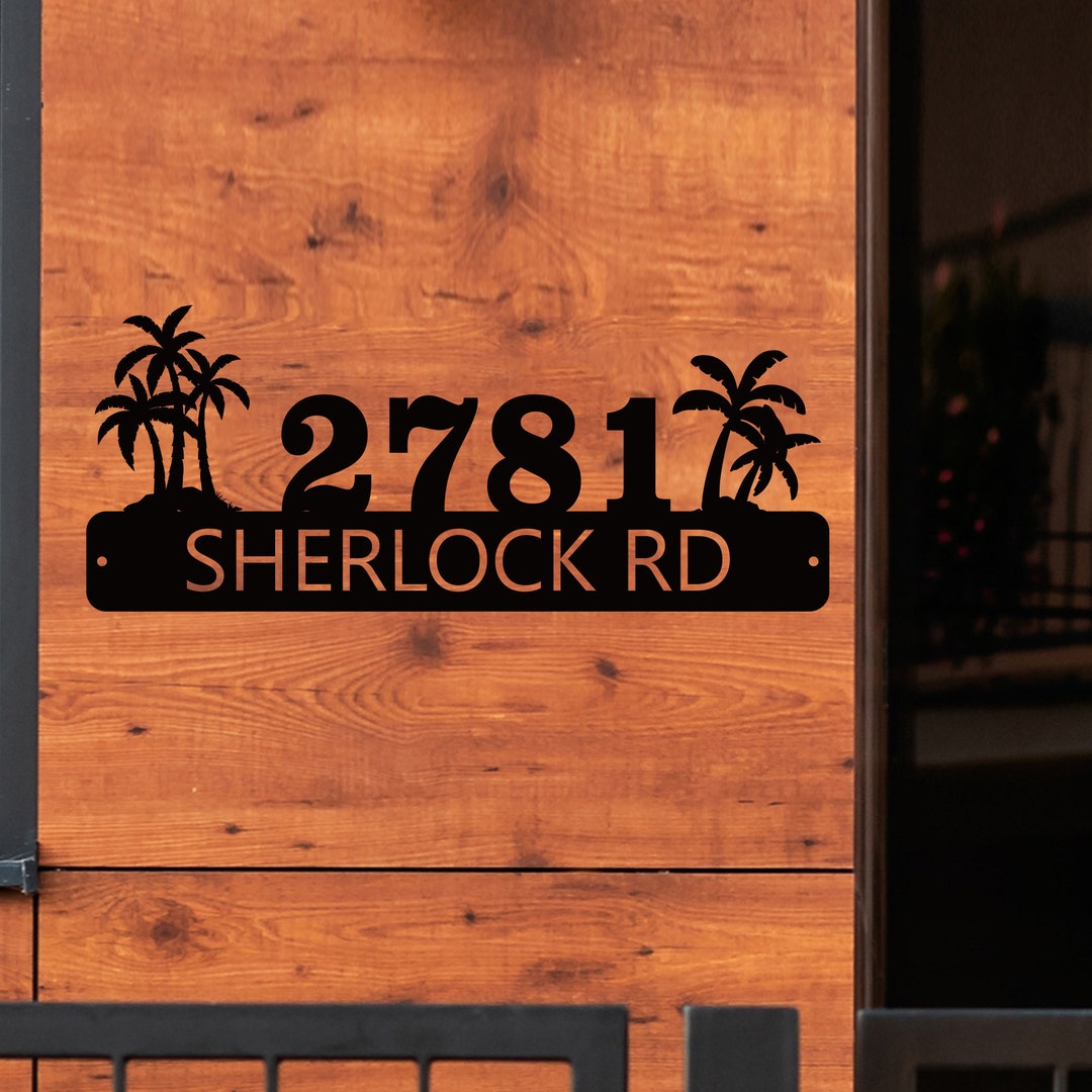 Customized Sign, Personalized Metal Round Mid Century Modern Address ...