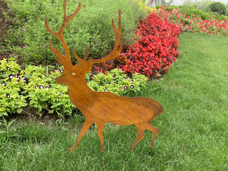 Custom Rustic Metal Stag, Garden Stake Yard Art / Personalized Deer for ...