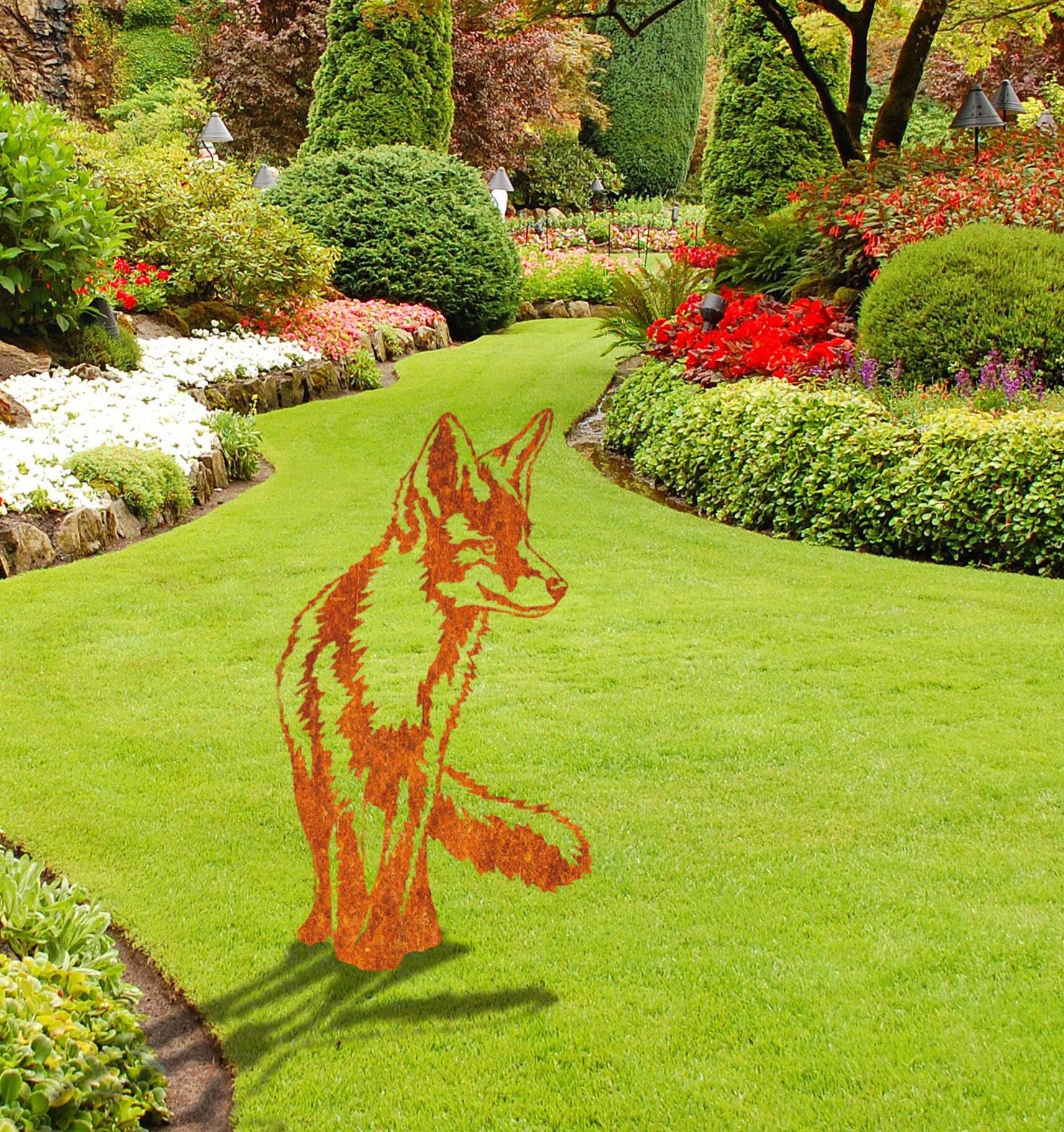 Custom Rustic Metal Fox, Rusty Garden Stake Yard Art / Personalized Fox ...