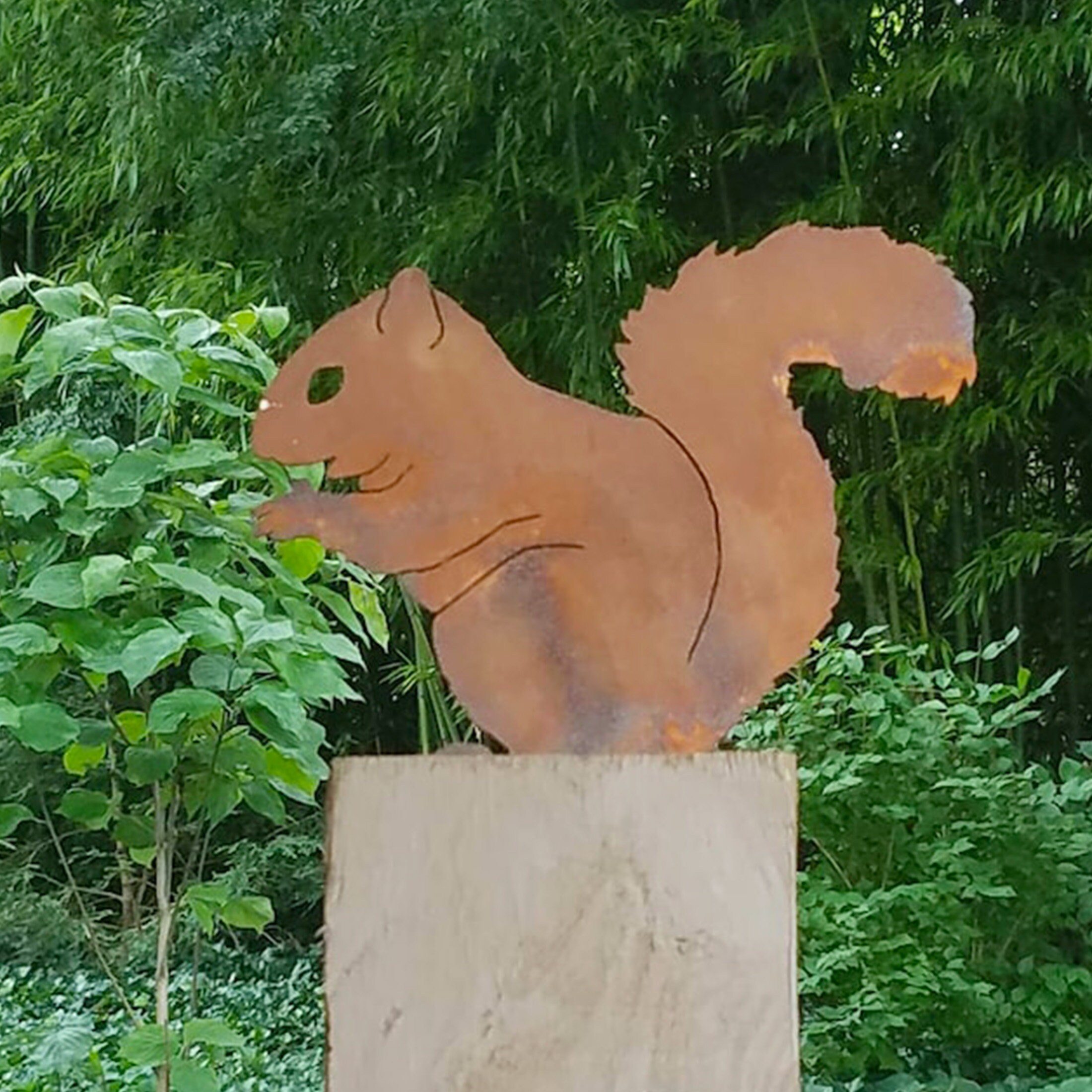 Rusty Squirrel Garden Stake Metal Nibbling Squirrel Garden - Etsy