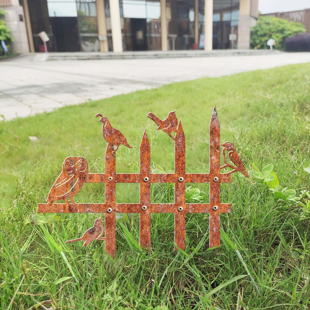 Metal Birds Hedge Garden Art, Metal Owl Yard Stake Art, Home Office ...