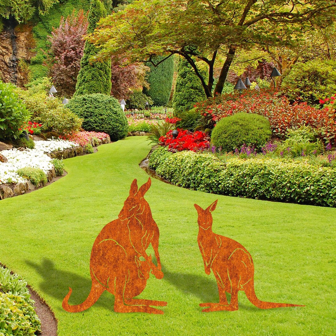 Rusty Metal Kangaroo Garden Stake | Outdoor Garden Decor | Australian ...