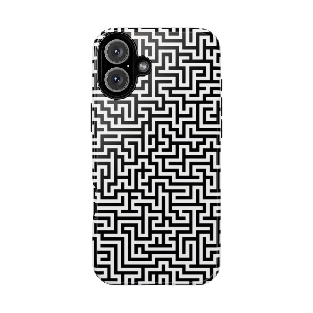 Tough Case Labyrinth Maze Design for iPhone 16 15 14 13 12 11, iPhone X ...