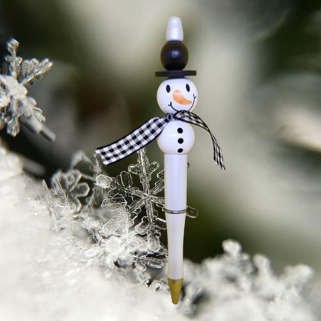 Snowman Pens in Black Ink, Ballpoint. Wooden Beads - Etsy