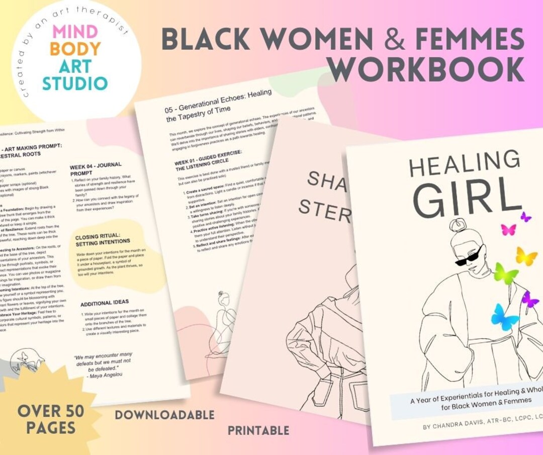 Mental Wellness Workbook Bundle | Black Women & Femmes | Art Therapy ...