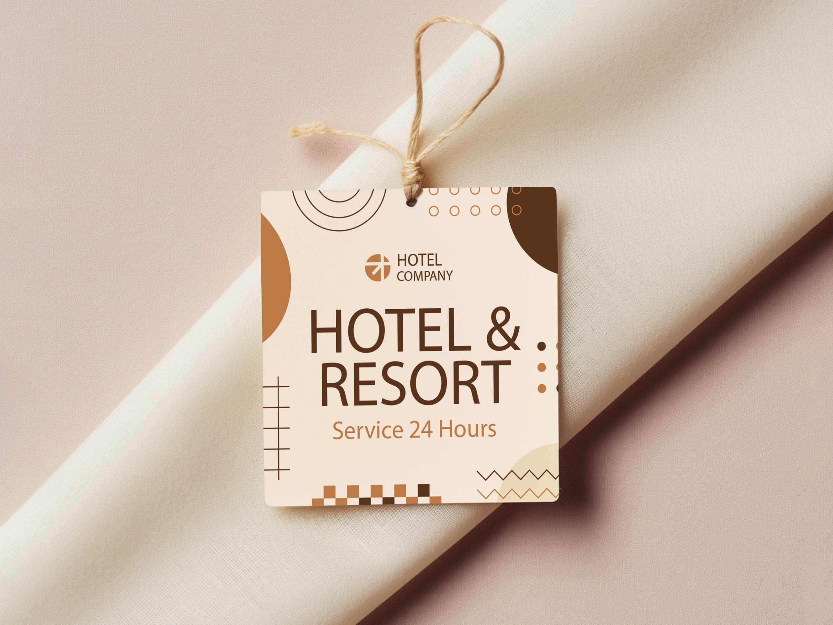 Elegant Square Tag Mockup Smart Object, Tag Mockup Simple Cream Color ...