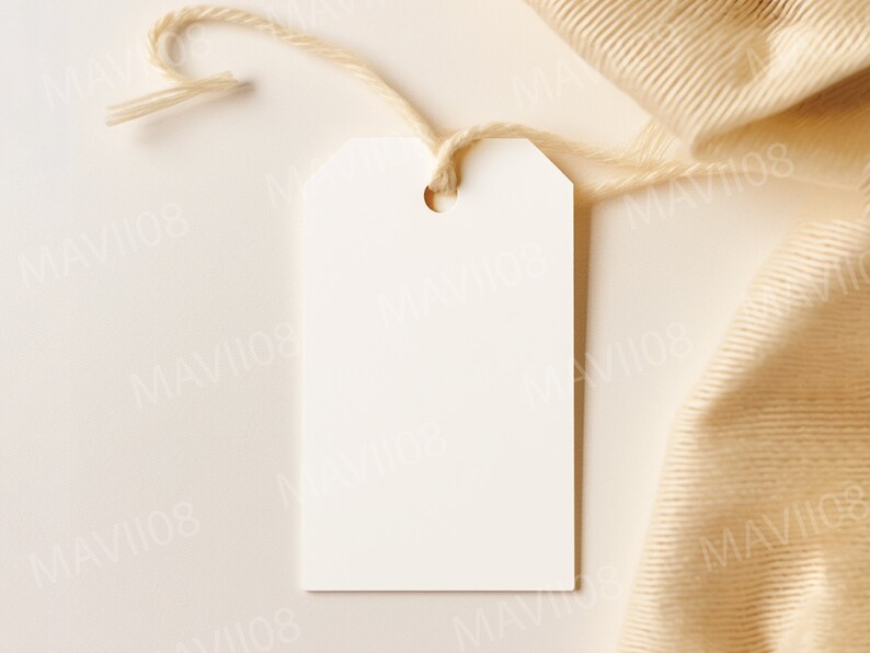 Elegant Tag Mockup Smart Object, Tag Mockup Simple Cream Color ...
