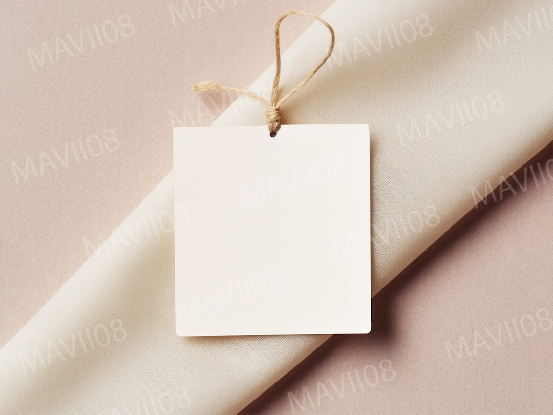 Elegant Square Tag Mockup Smart Object, Tag Mockup Simple Cream Color ...
