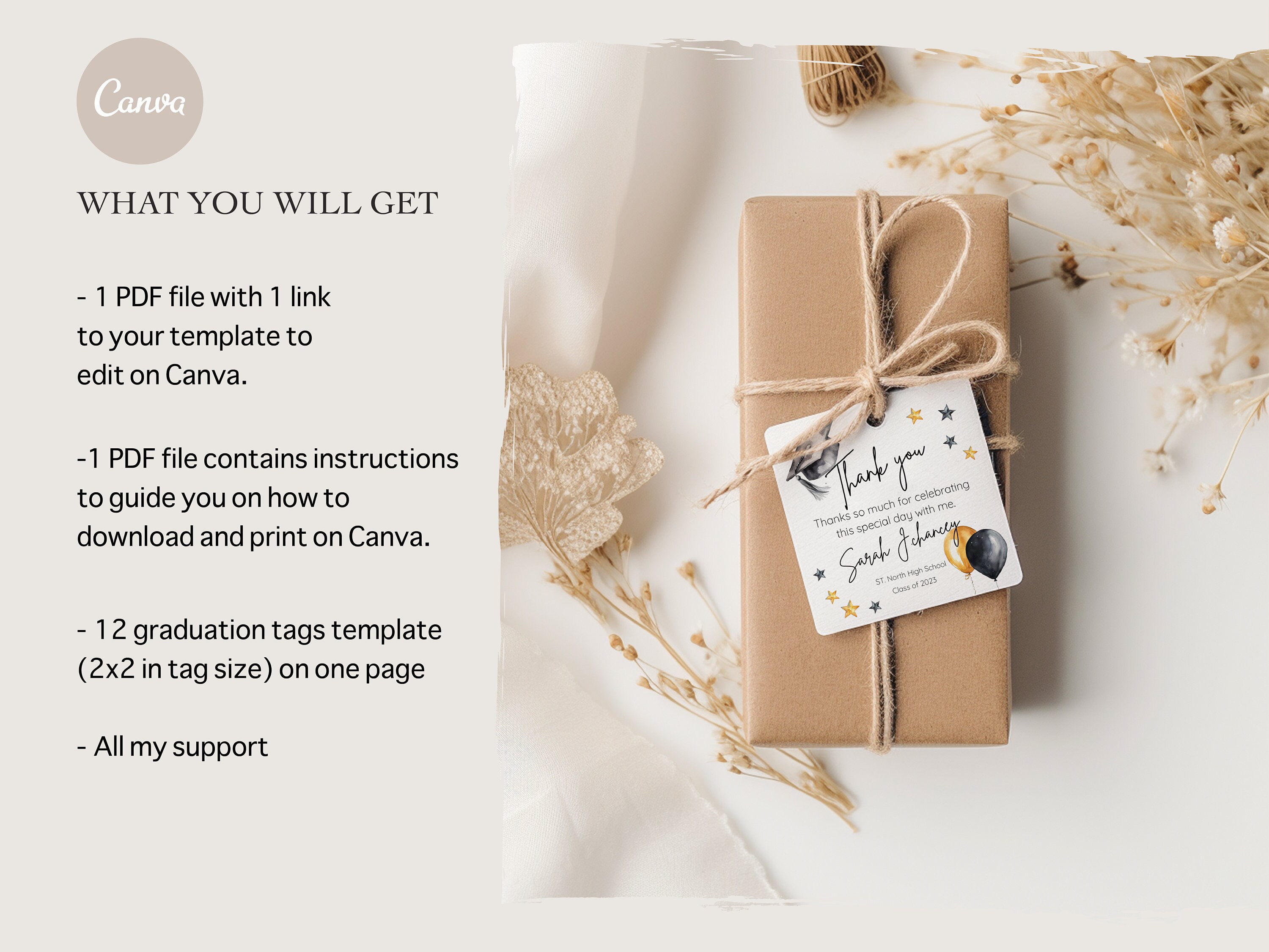 Graduation 2023 Tags, Thank You Grad Tags, Graduation Party Decorations ...