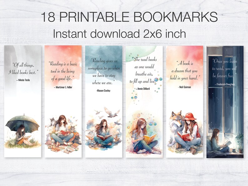 Quote Bookmarks 18 Cards of Bookmarks Dreamy Watercolor - Etsy
