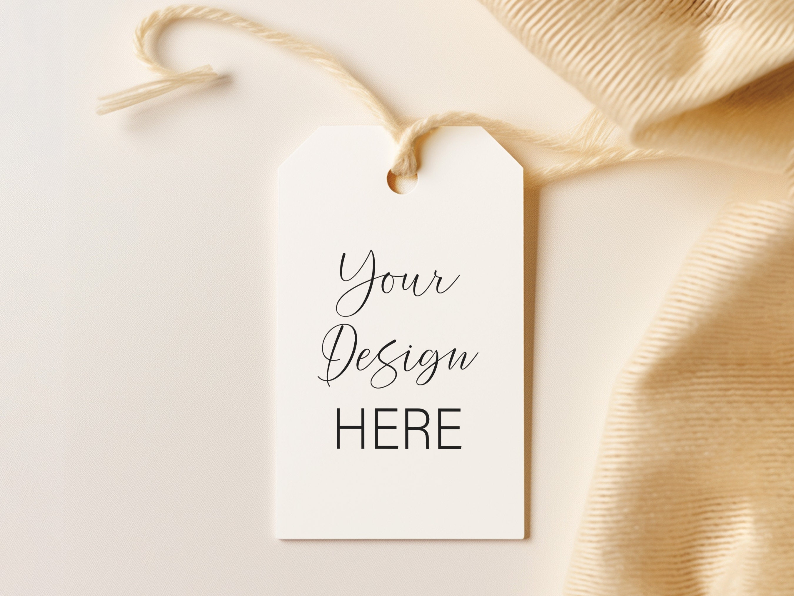 Elegant Tag Mockup Smart Object, Tag Mockup Simple Cream Color ...