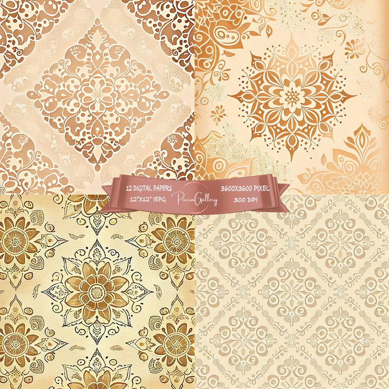 12 Boho Digital Papers, Boho Scrapbook Watercolor Paper, Boho ...
