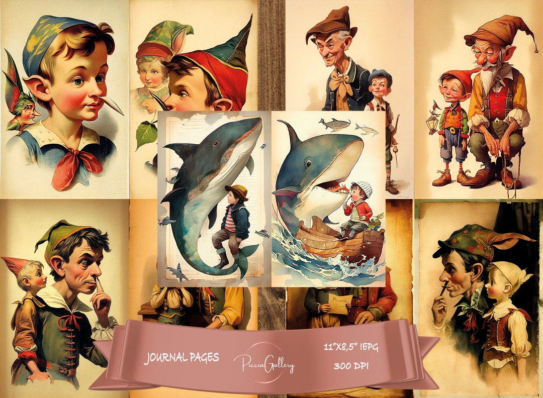 Junk Journal Kit, Instant Download Vintage Pinocchio Fairy Tale ...