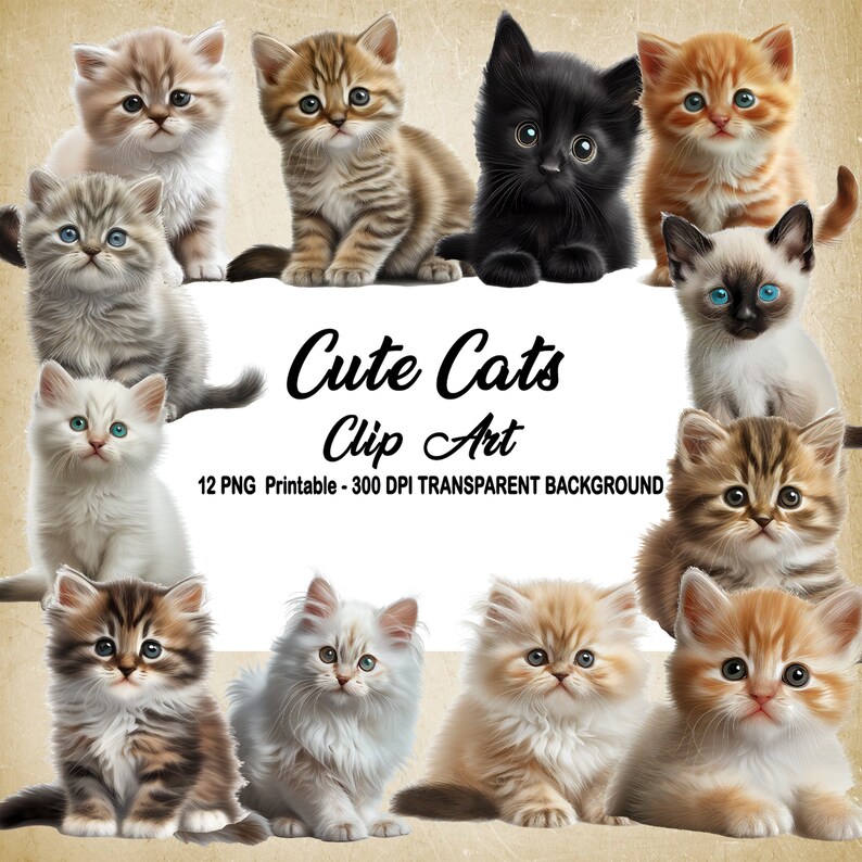 Clipart, PNG, Clipart, Cute Cats Clip Art, Lovely Animals, Printable ...
