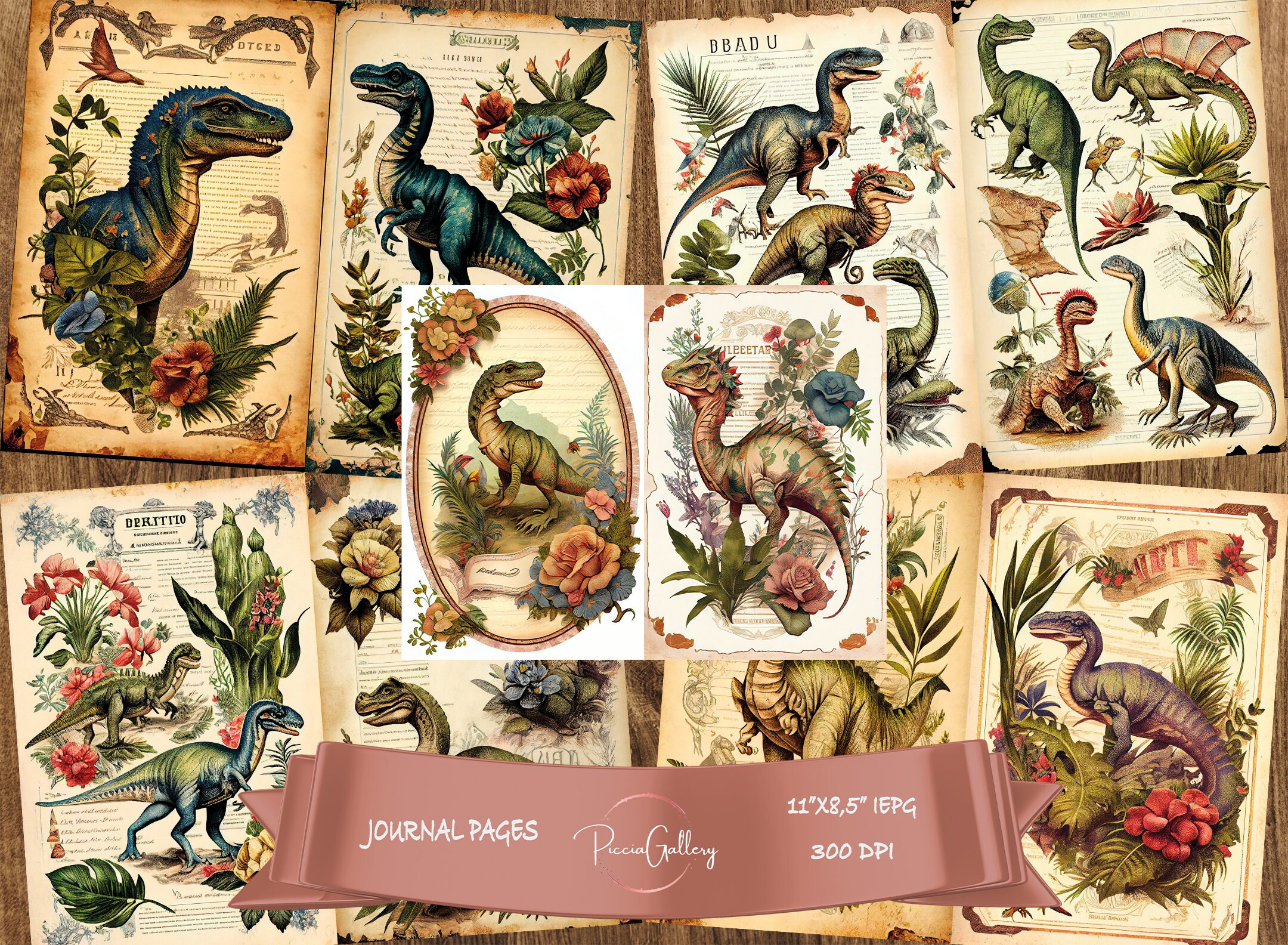 Junk Journal Kit, Instant Download Dinosaurs Digital Paper Pack ...
