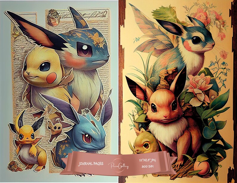 Junk Journal Kit, Instant Download Vintage, Pokémon Digital Paper Pack ...