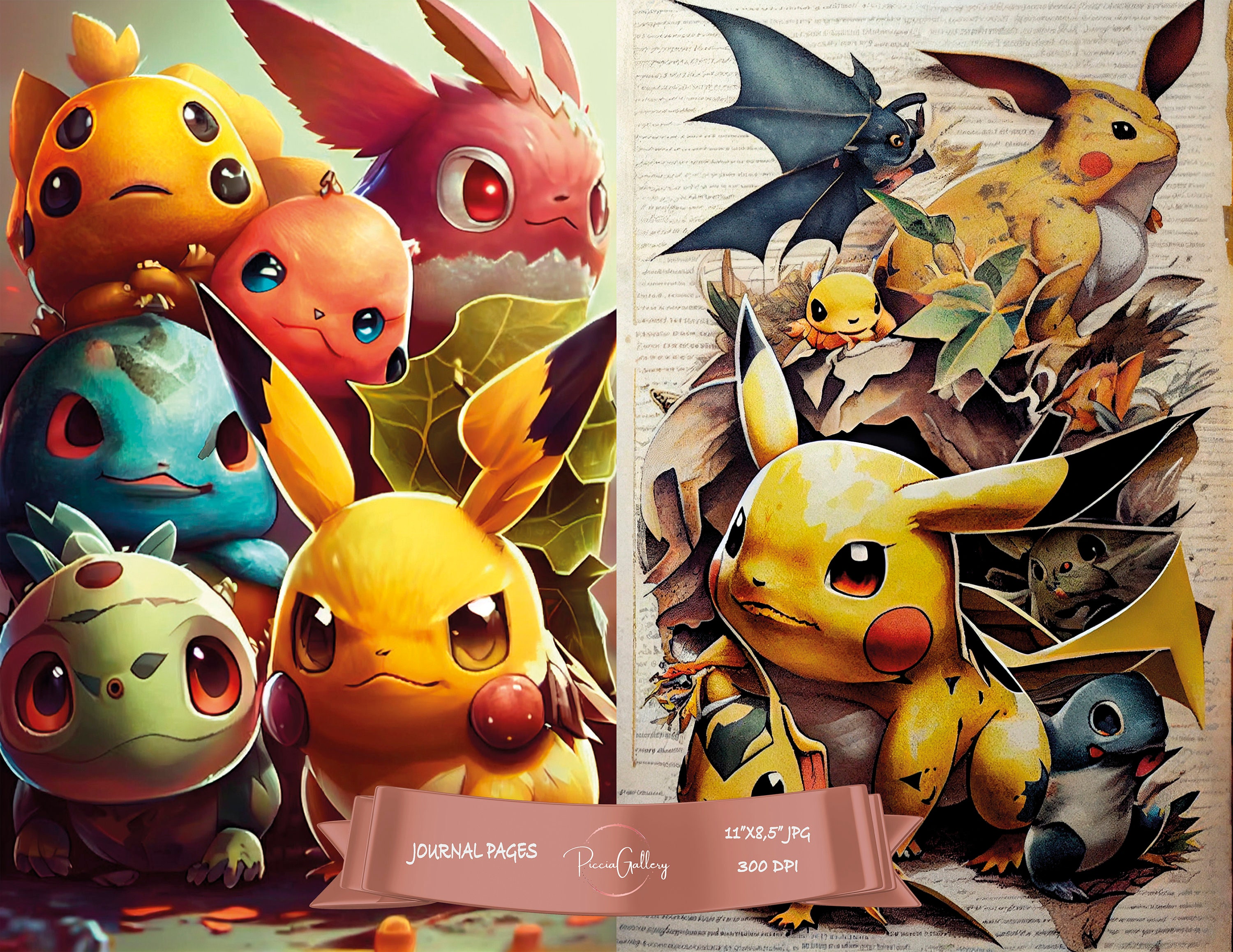 Junk Journal Kit, Instant Download Vintage, Pokémon Digital Paper Pack ...