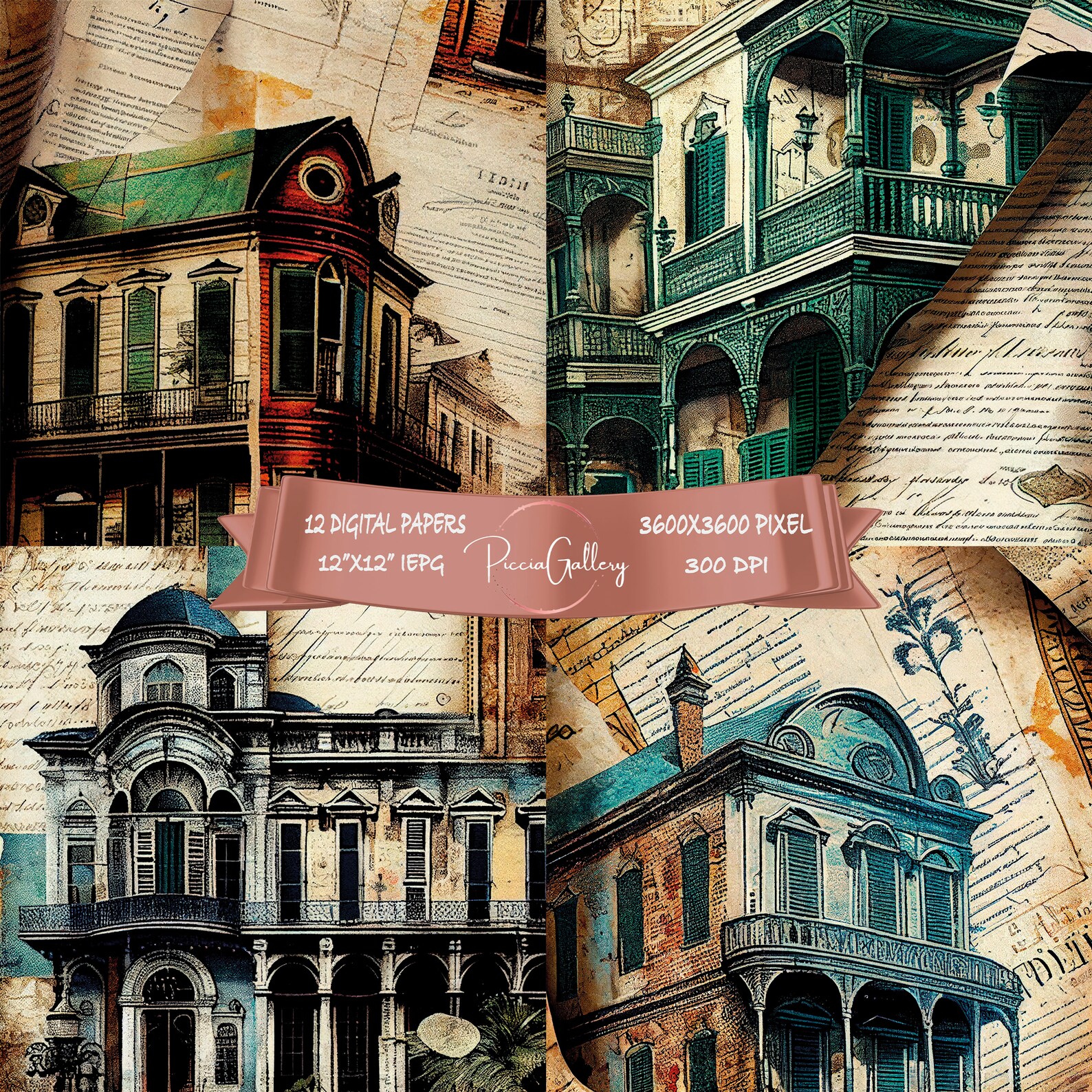 Instant Download City of New Orleans Watercolor Digital Paper Pack ...