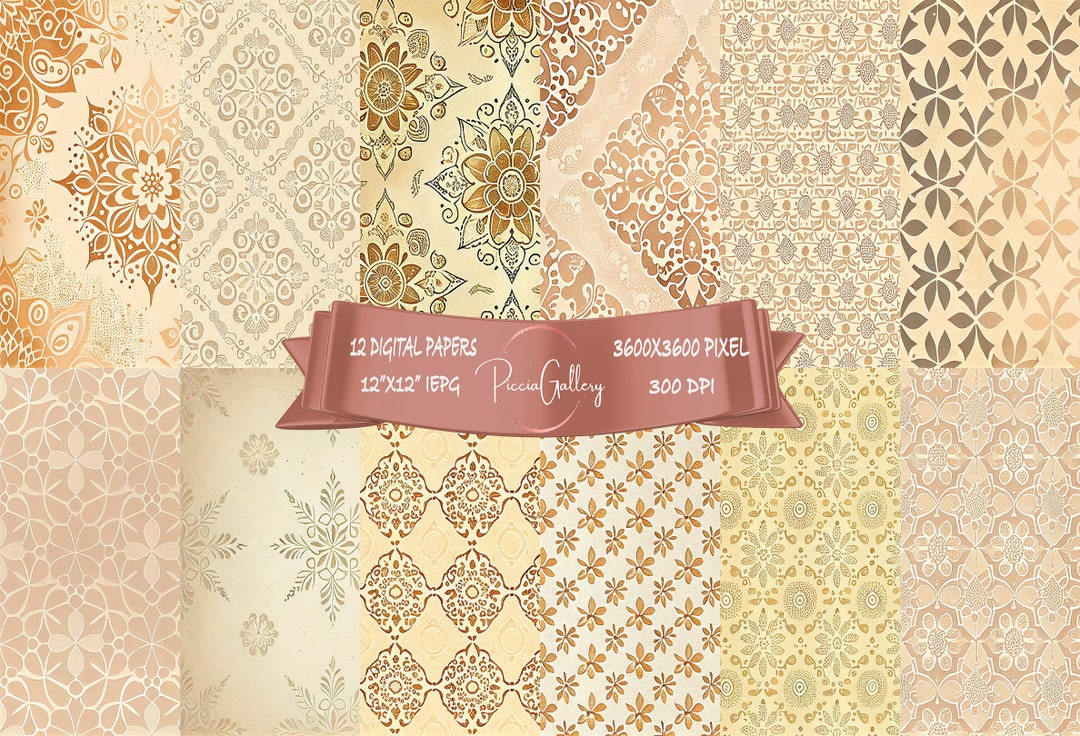 12 Boho Digital Papers, Boho Scrapbook Watercolor Paper, Boho ...