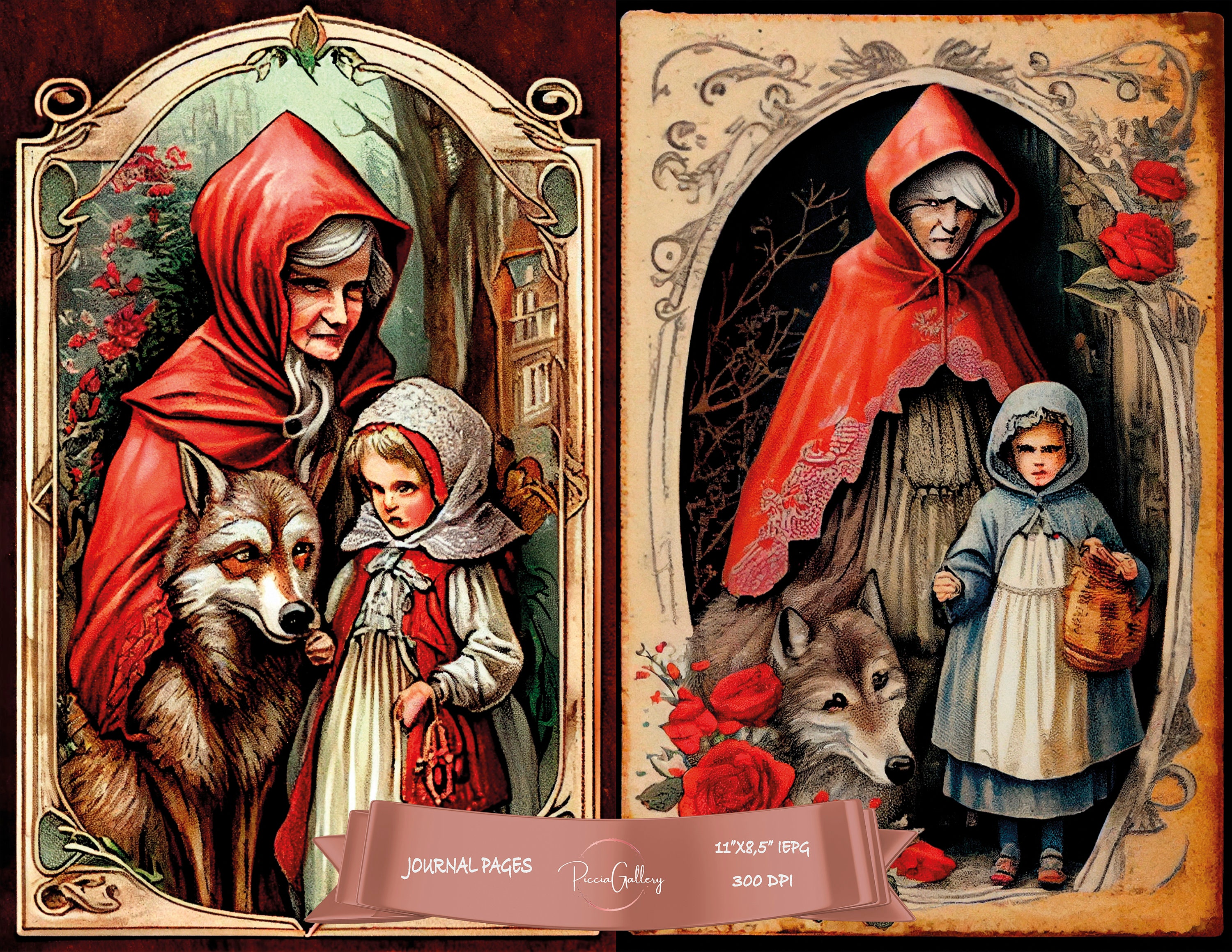 Junk Journal Kit, Instant Download Fairy Tale Little Red Riding Hood ...