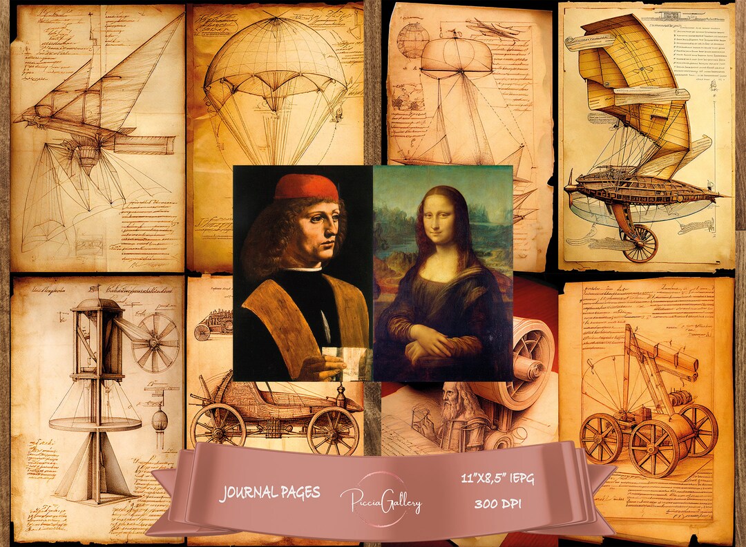 Junk Journal Kit, Instant Download Vintage, Leonardo's Inventions, the ...