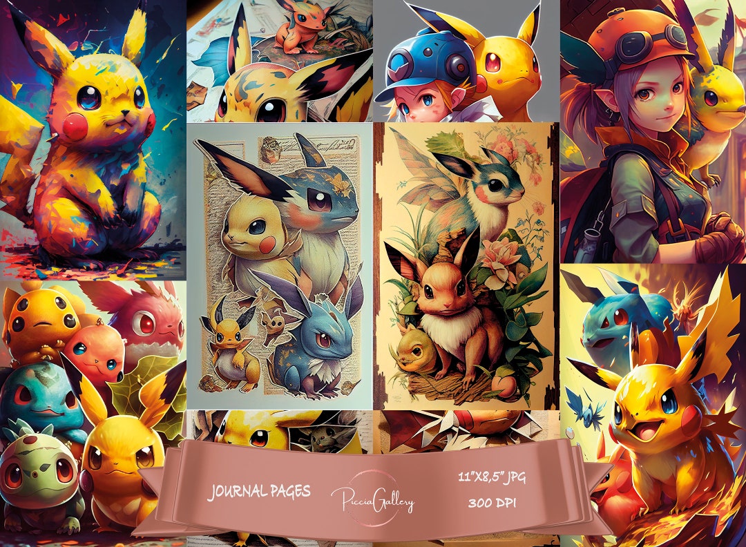 Junk Journal Kit, Instant Download Vintage, Pokémon Digital Paper Pack ...