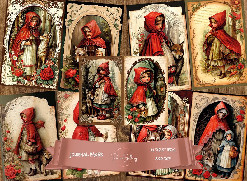 Junk Journal Kit, Instant Download Fairy Tale Little Red Riding Hood ...