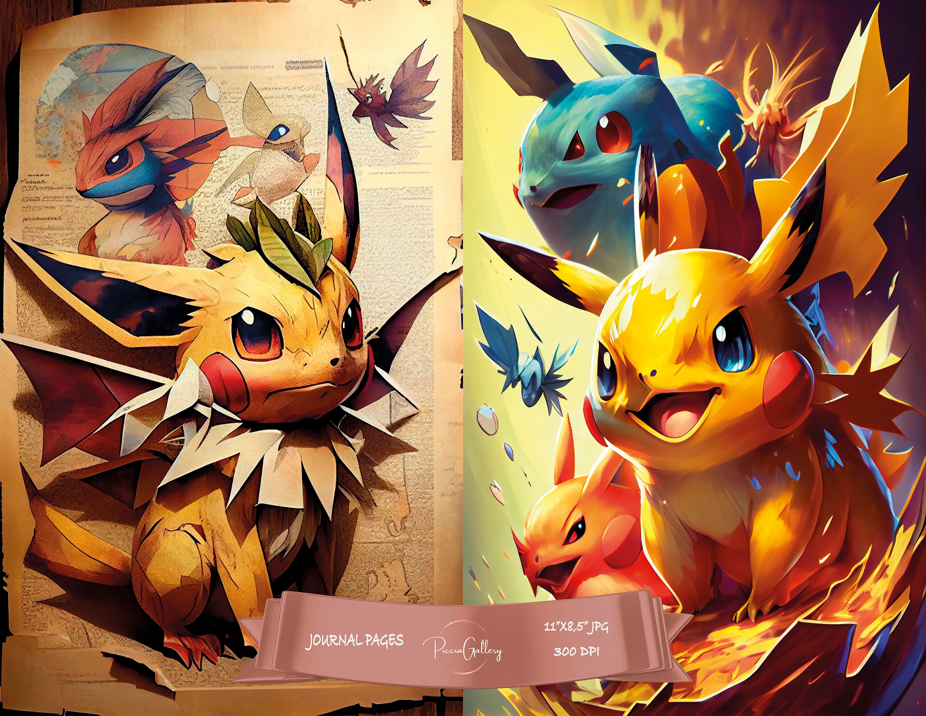 Junk Journal Kit, Instant Download Vintage, Pokémon Digital Paper Pack ...