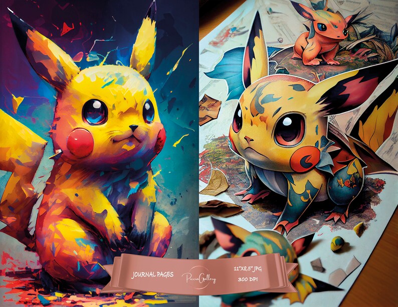 Junk Journal Kit, Instant Download Vintage, Pokémon Digital Paper Pack ...
