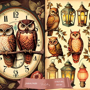 Junk Journal Kit, Instant Download Vintage Owls Watercolor Digital ...
