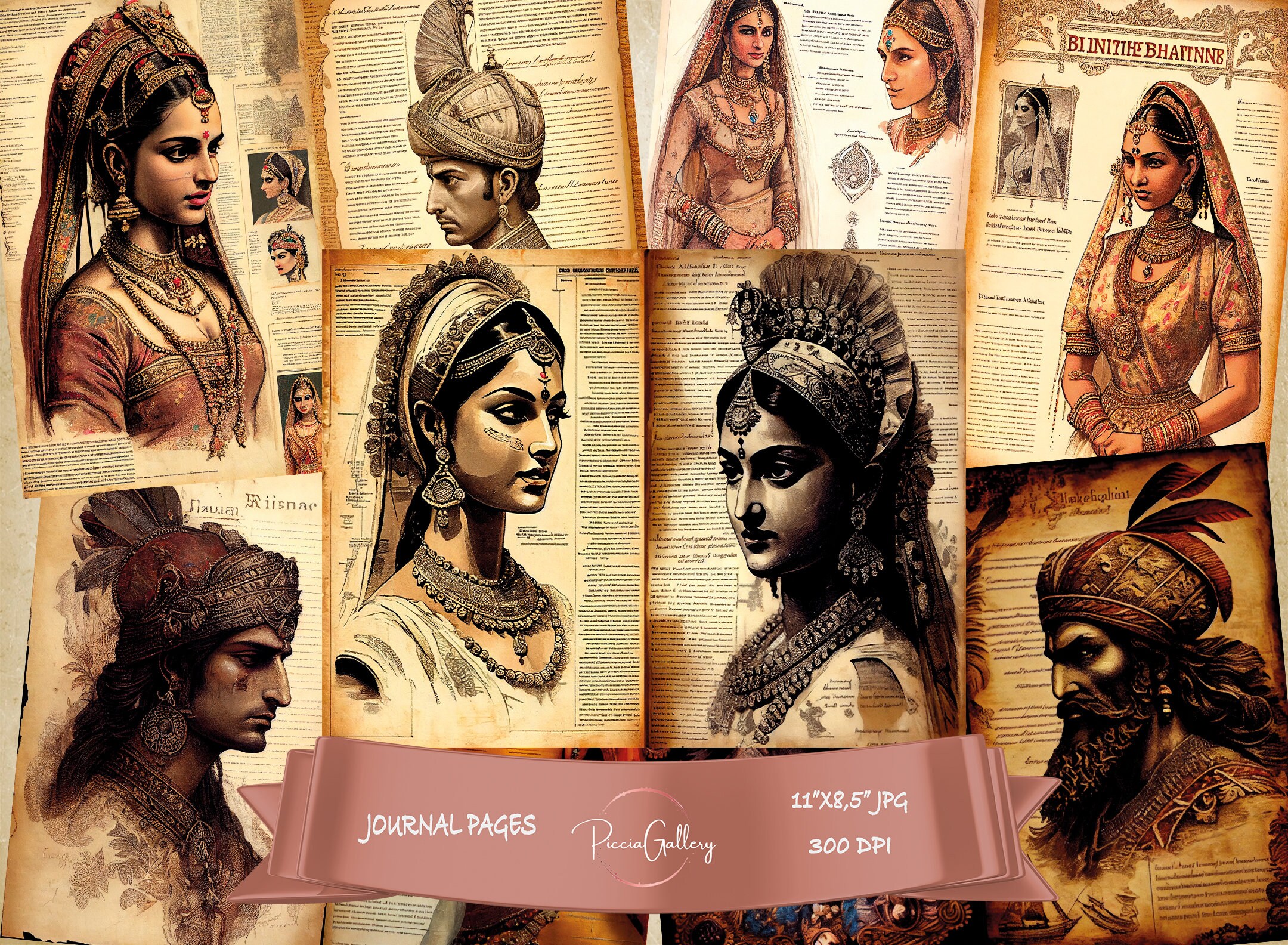 Junk Journal Kit, Instant Download Vintage, Printable Indian Princesses ...