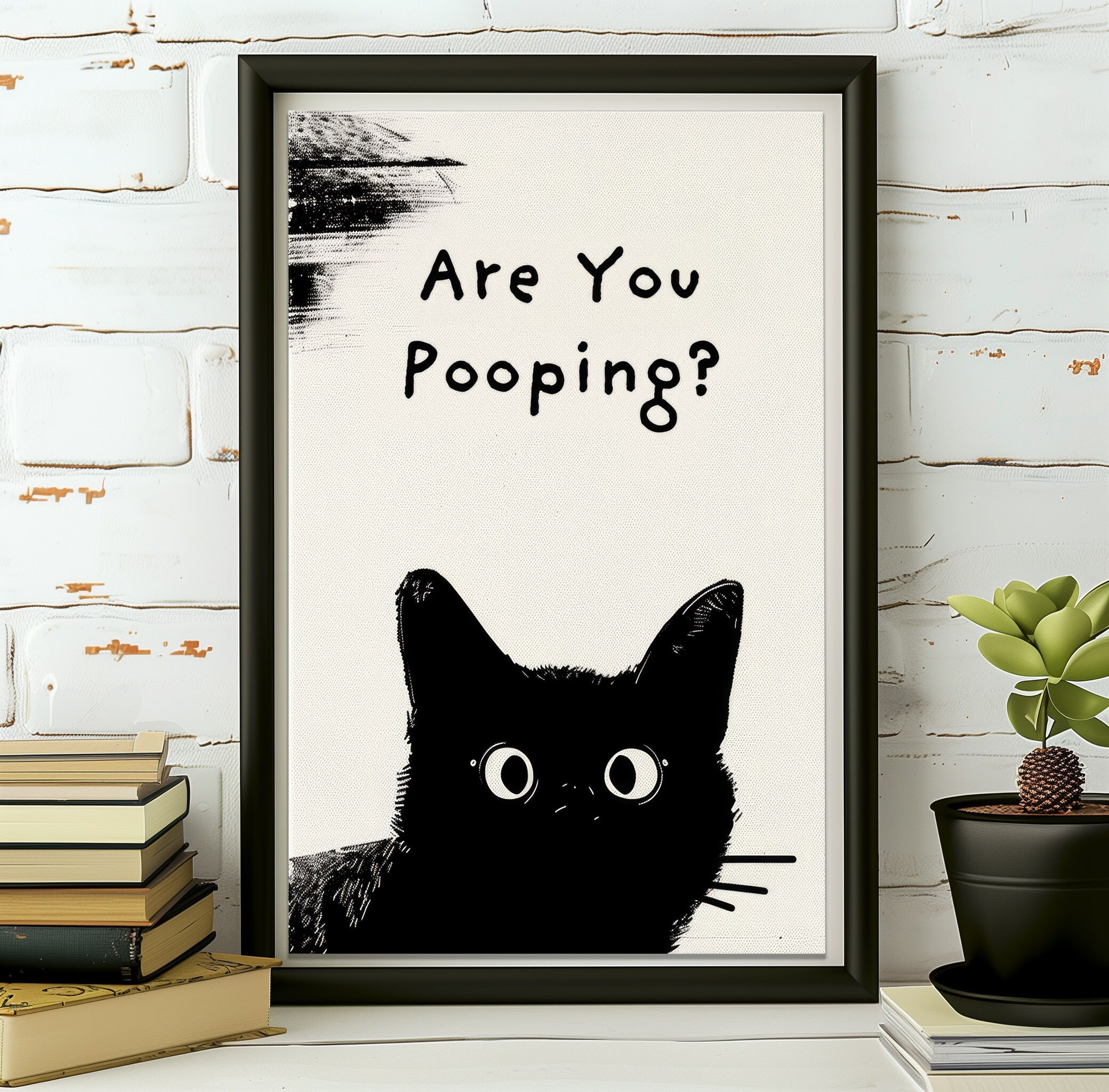 Are You Pooping? Black Cats Printable Bathroom Decor | Digital Download ...
