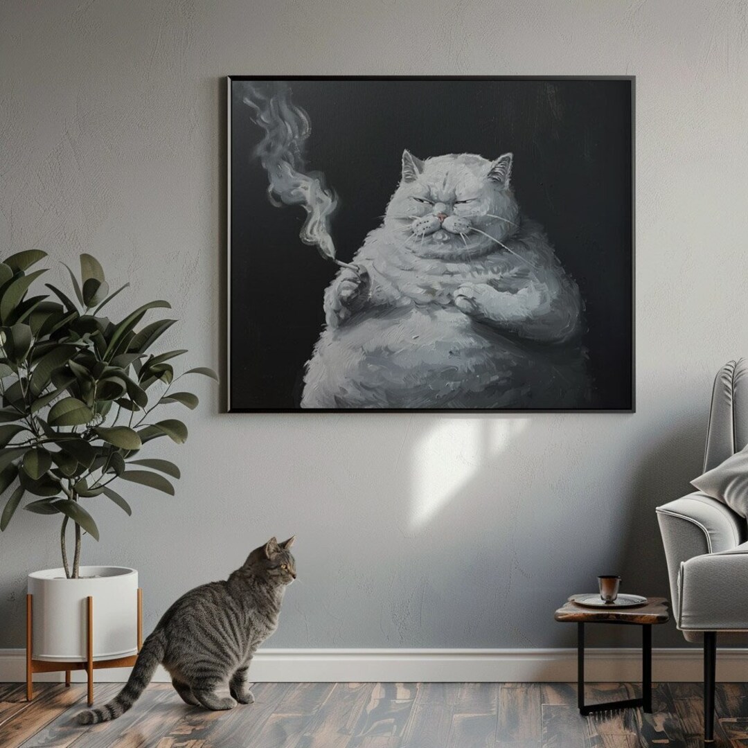 Humorous Cat Wall Art: Couch Potato Cat - Tell Someone Who Gives A Shit ...