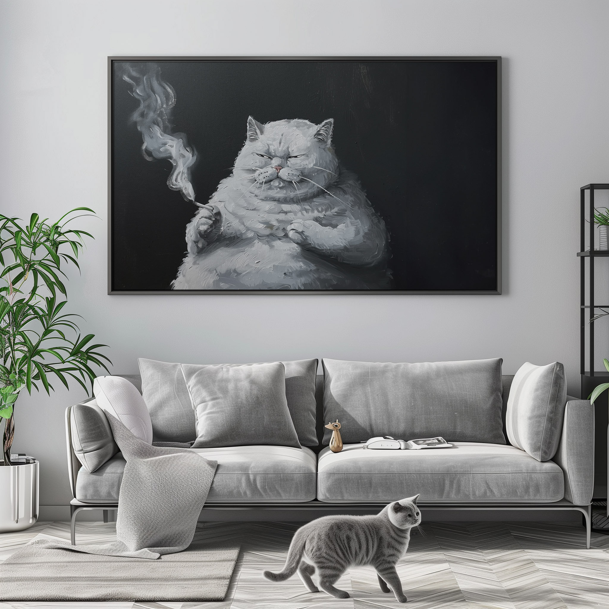 Humorous Cat Wall Art: Couch Potato Cat - Tell Someone Who Gives A Shit ...