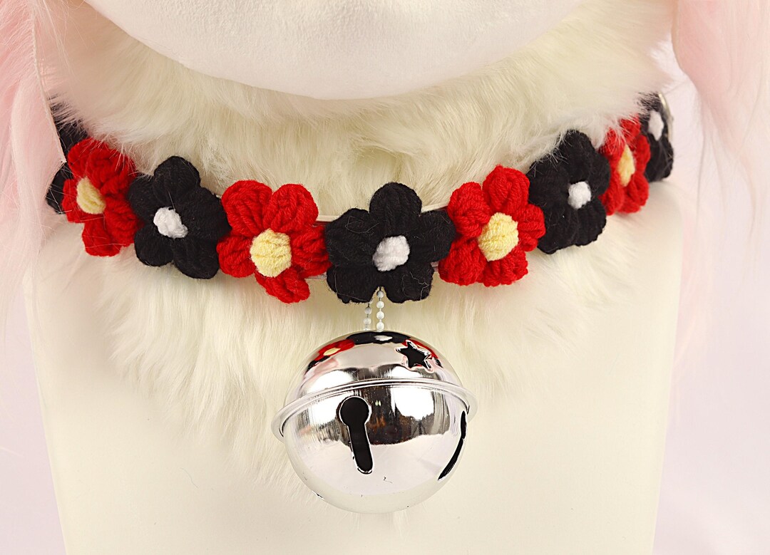 Flower Fursuit Head Bell Collar Floral Silver/golden Bell Collar ...