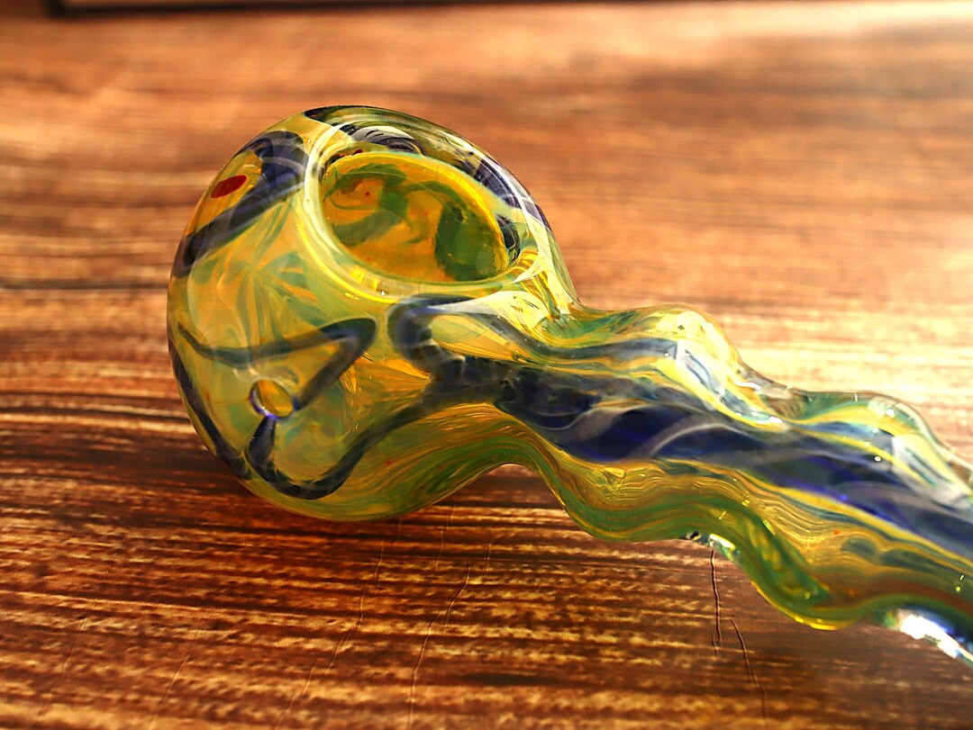 Handmade Colors Swirl Glass Pipe Blue Color Solid Glass Pipe Unique ...