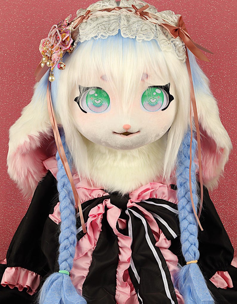 Fluffy Sheep Fursuit Mask Kawaii Furry Head Kigurumi Mask Cosplay Furry ...