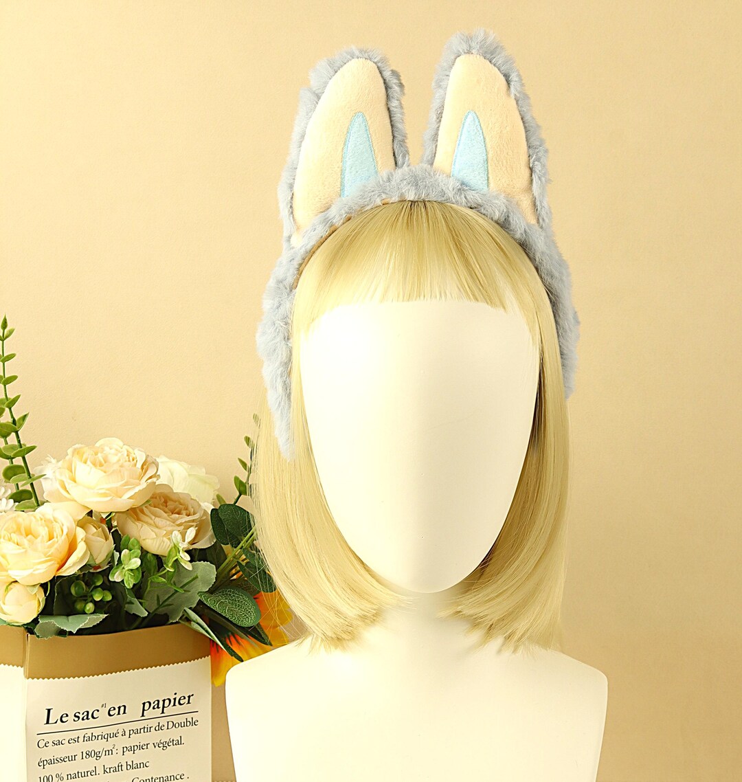 Labubu Inspired Furry Ears Cartoon Cosplay Ear Pink White Blue Brown ...