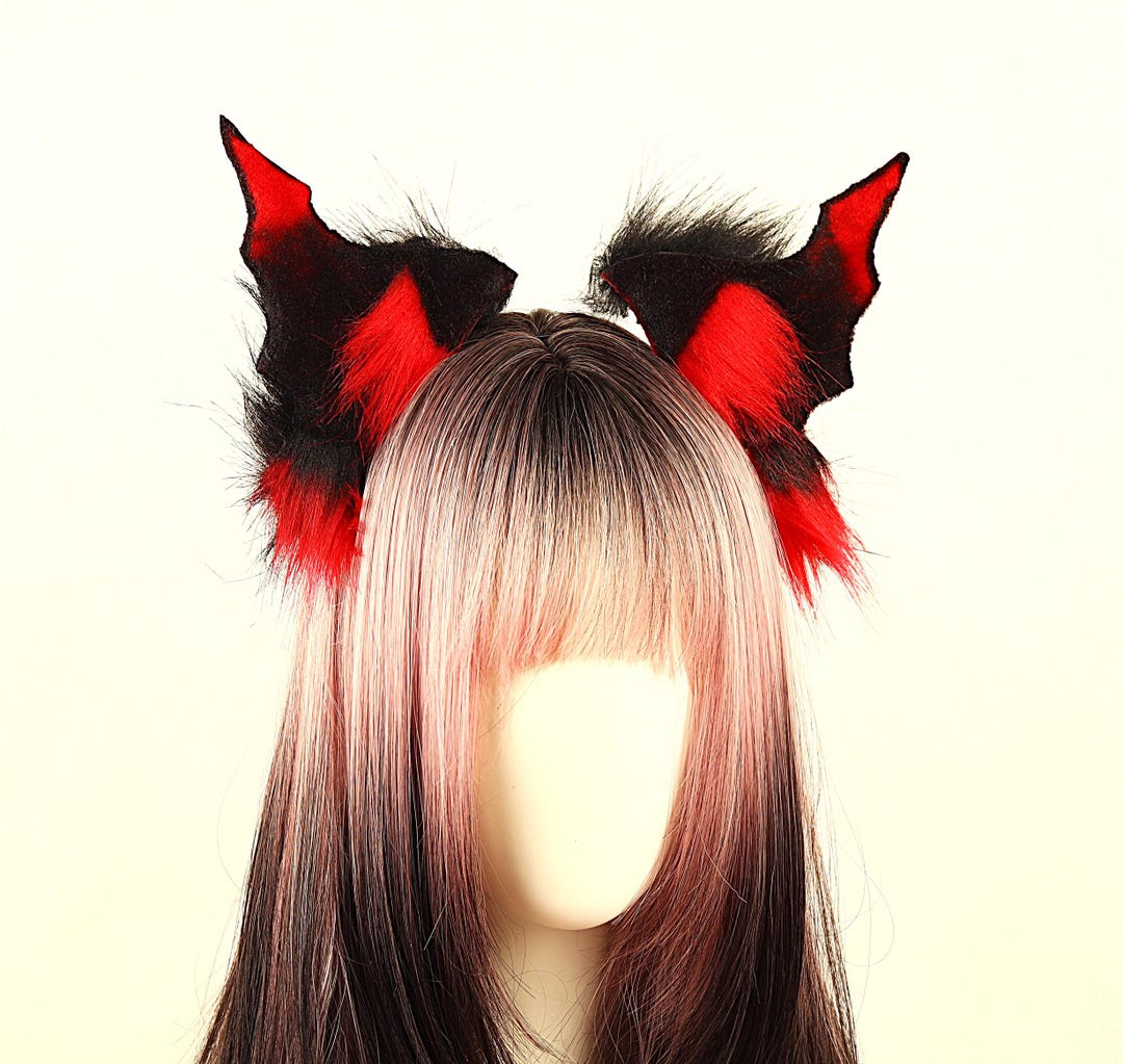 Maleficent Inspired Gothic Red Bat Wings Furry Fursuit Ear Halloween ...